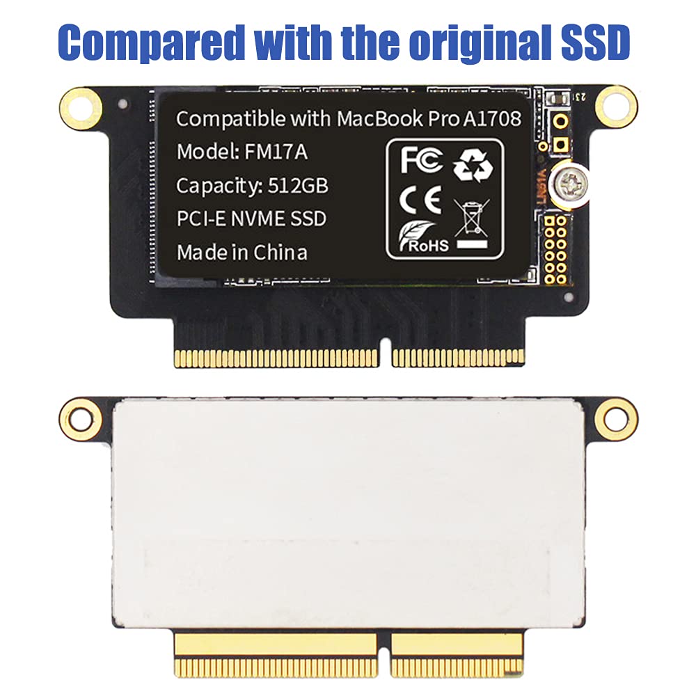 FLEANE FM17A 512GB PCIE 3.0x4 NVME 3D NAND TLC Flash SSD for MacBook Pro Retina A1708 (2016-2017) Included DIY Tools (512GB)