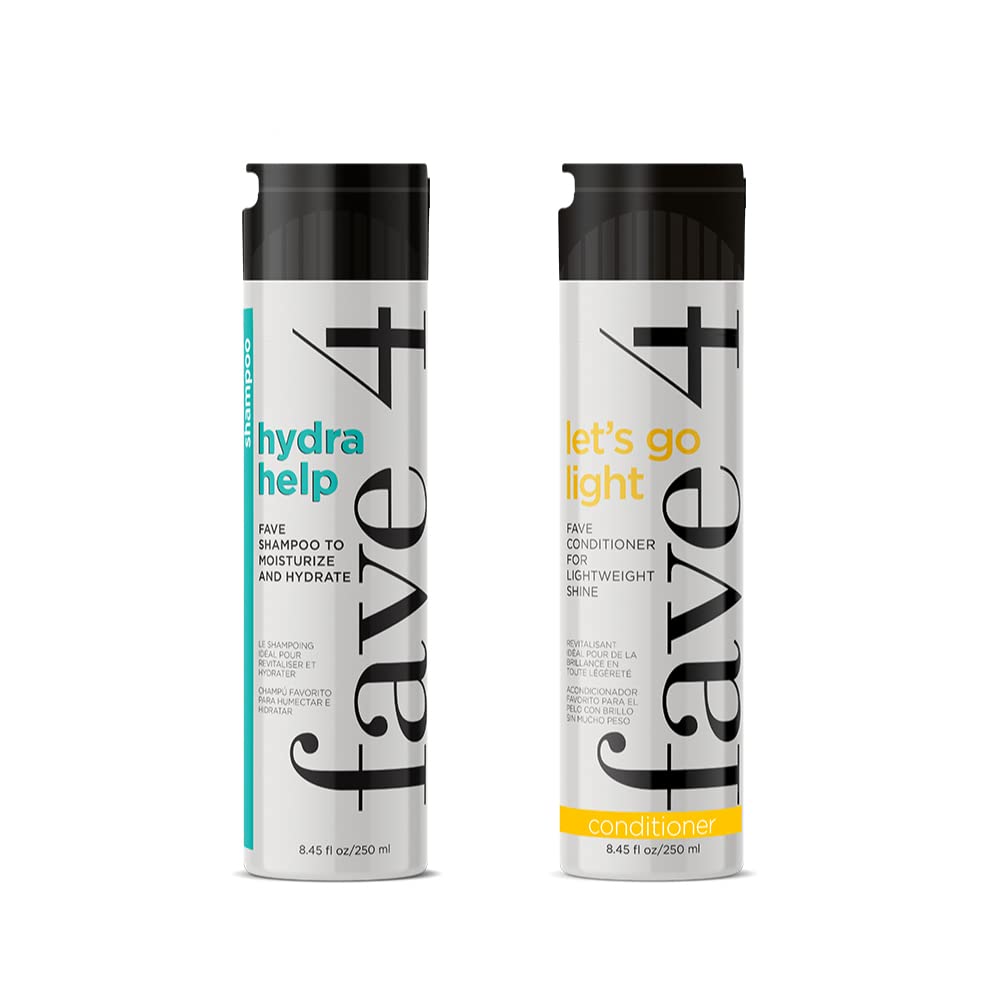 fave4 hair Shampoo and Conditioner Set - Hydra Help Moisturizing Shampoo + Let's Go Light Conditioner for Dry, Damaged and Frizzy Hair, 8.5 fl oz