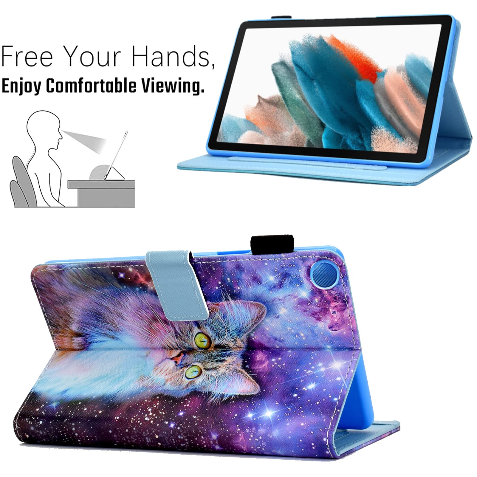 KEROM Case for Galaxy Tab A8 10.5 inch, PU Leather Folio Stand Cover Case for Samsung Galaxy Tab A8 10.5 inch 2022 SM-X200 X205 X207, Multi-Angle Viewing, Auto Wake/Sleep - Elephant