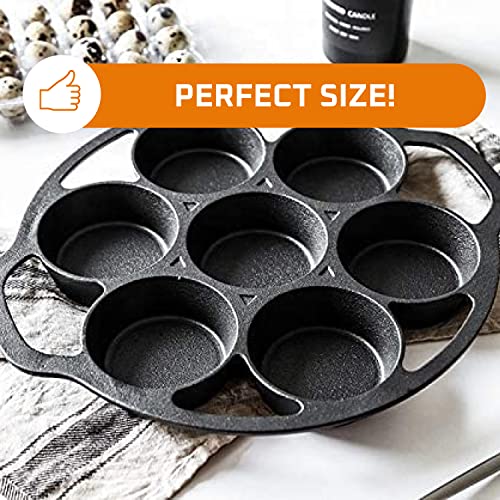 Bruntmor Premium Cast Iron 11-Cup Biscuit Pan, Rectangular Kitchen Non Stick Baking Tool for Scones, Cornbread, Muffins, Cup Cakes and Brownies, Black