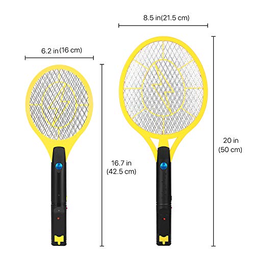 Flexzion Electric Mosquito Zapper Racket 17" Electric Rechargeable Bug Swatter USB Charging, for Bedroom Patio Bites Yard Boat Camping Car Decks Indoor Outdoor - Yellow