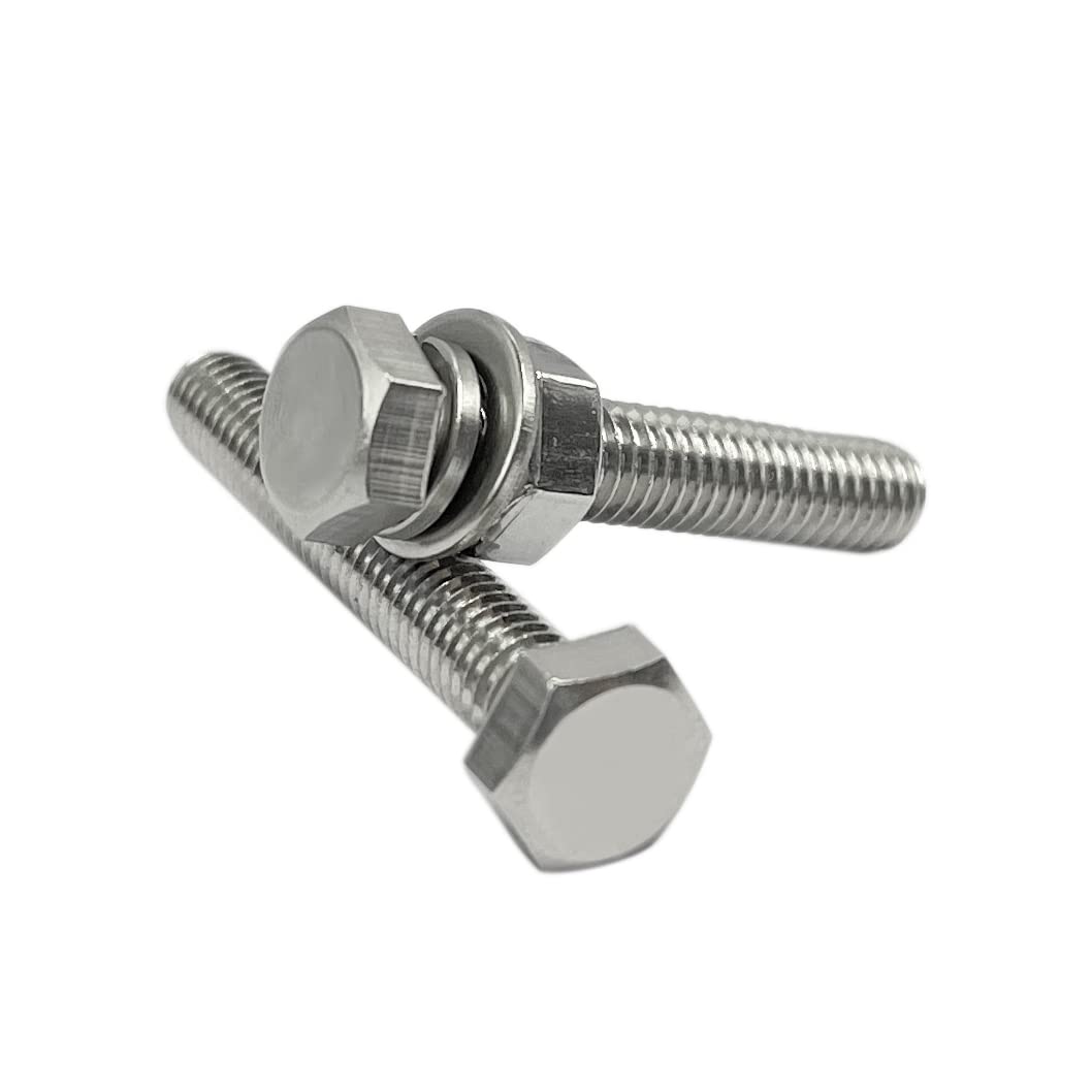ECKJ M3 Stainless Steel Hex Head Screws Bolts Nuts Flat Spring Washers Assortment Kit 400Pcs(100 Set) Metric Hexagon Cap Screws, Fully Threaded, External Hex Drive 4 Lengths (16/20/25/30mm)