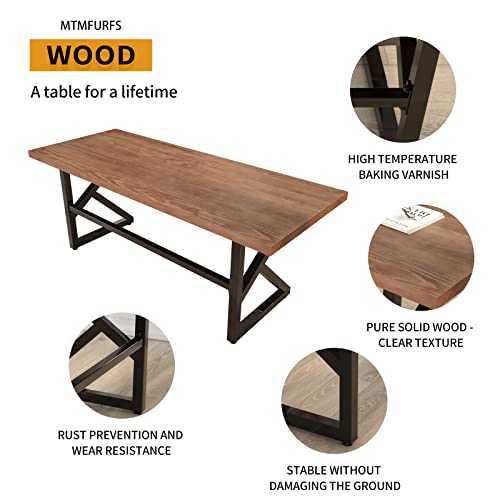 MTMFURFS Solid Wood Desk for Home Office desks Office Table with Extra Thick 1.96" Standing Desk Natural Furniture Simple Study Workstation Brown, 55" D x 27" W x 29" H