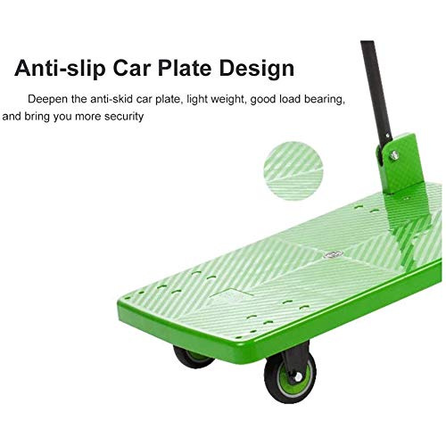 FBITE Foldable Shopping Flatbed Heavy Duty Foldable Hand Sack Truck with Mute Wheel, Industrial Warehouse Platform Truck for Indoor Outdoor, Easy to