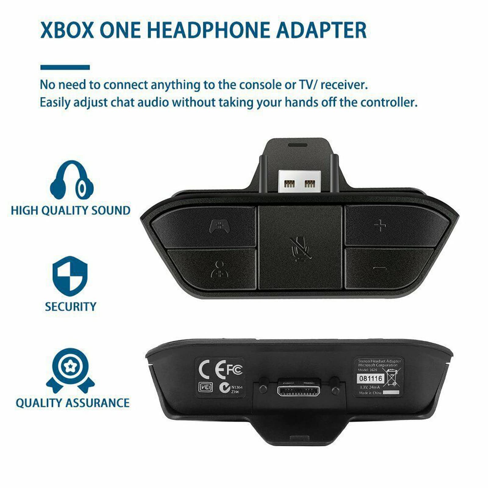 Ciglow Stereo Headset Adapter for Xbox One,3.5mm Stereo Headset Adapter Headphone Converter for Xbox One Game Controller.