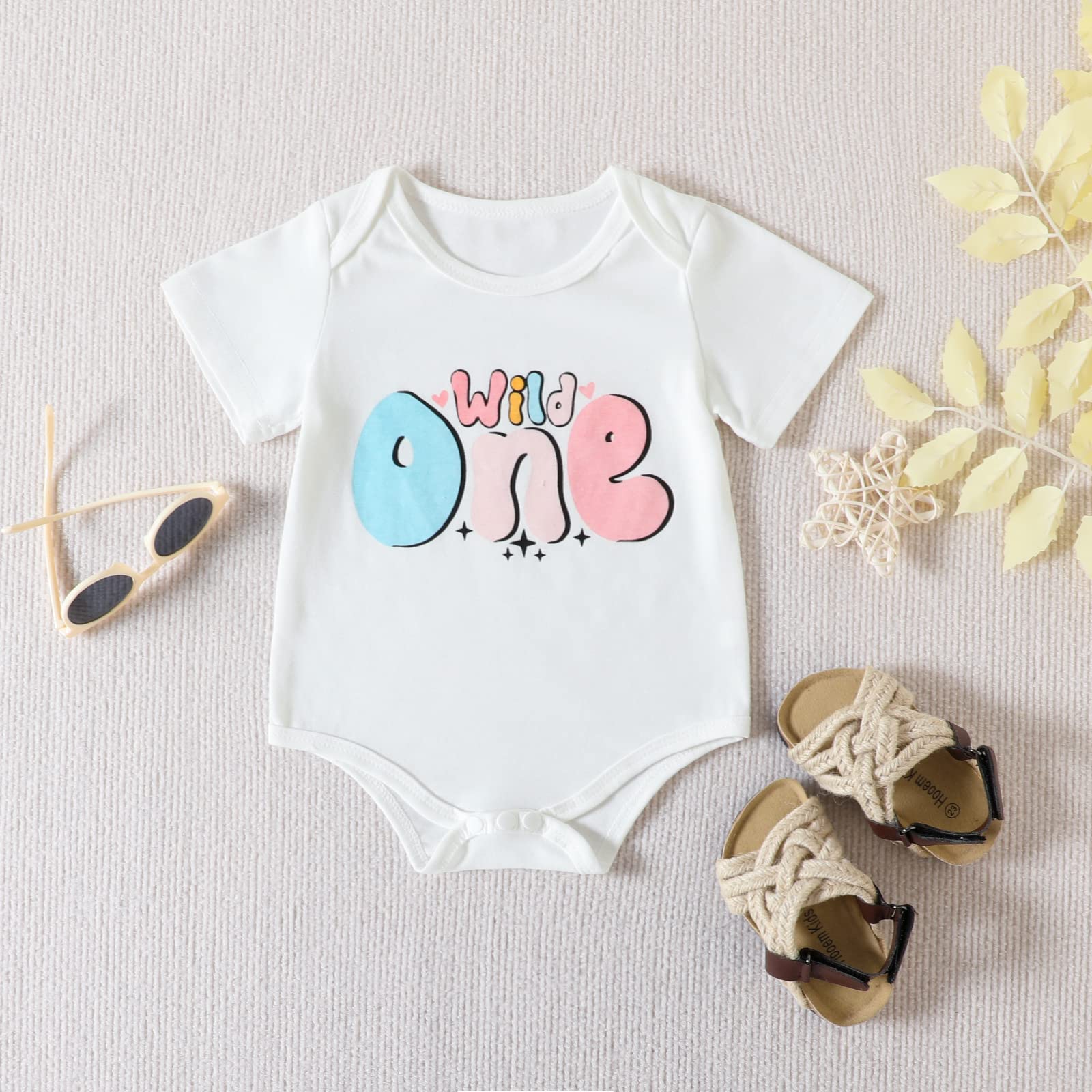Cacacece Newborn Baby Girl Outfits Clothes Infant Short Sleeve Romper Flared Pants Headband Set 3pcs 6-12 Months