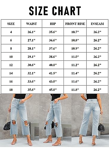 LOLONG White Jeans for Women Ripped Flare Trendy High Waisted Casual Distressed Bell Bottom Pants