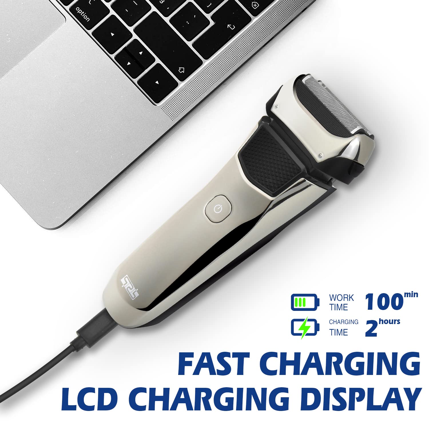 DSP® Electric Cordless Foil Razors for Men Rechargeable Wet & Dry Shavers with Pop-Up Trimmer & IPX 6 Waterproof & LED Display