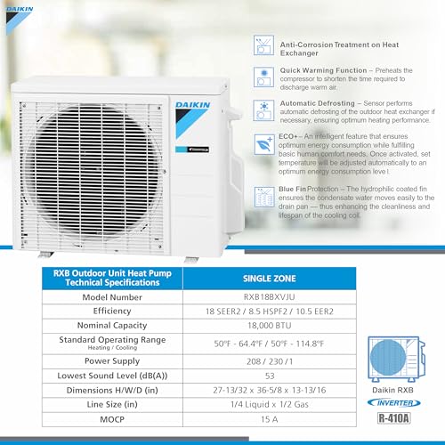 Daikin 18,000 BTU 18 SEER2 Entra Series Ductless Mini Split Heat Pump System w/ 16β Maxwell Installation Kit and Wall Mounting Bracket (230V)