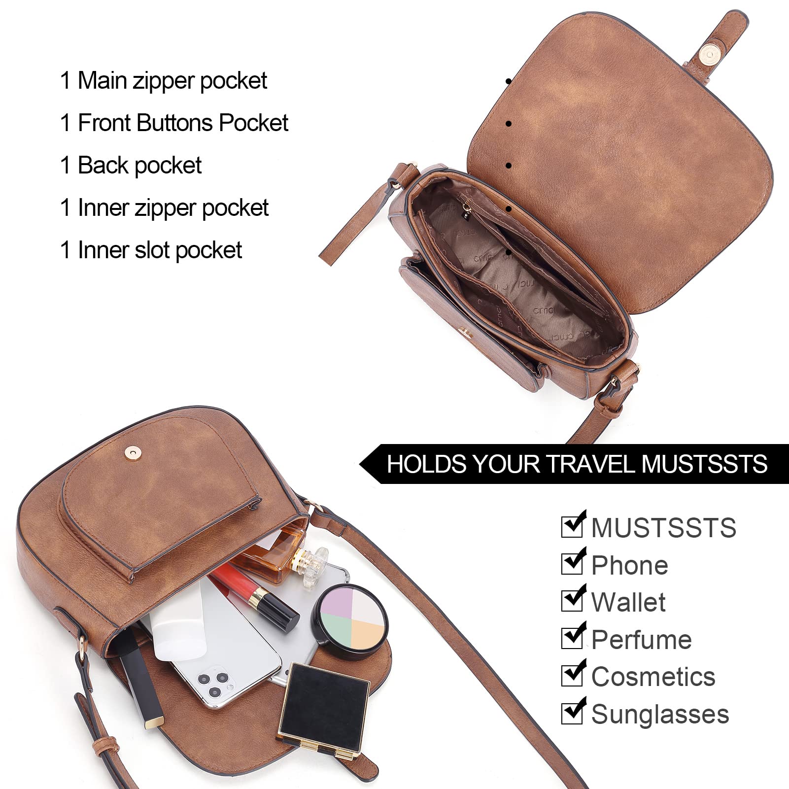 CLUCI Small Crossbody Bag for Women Clutch Handbag,PU Leather Shoulder Purse with Adjustable Strap