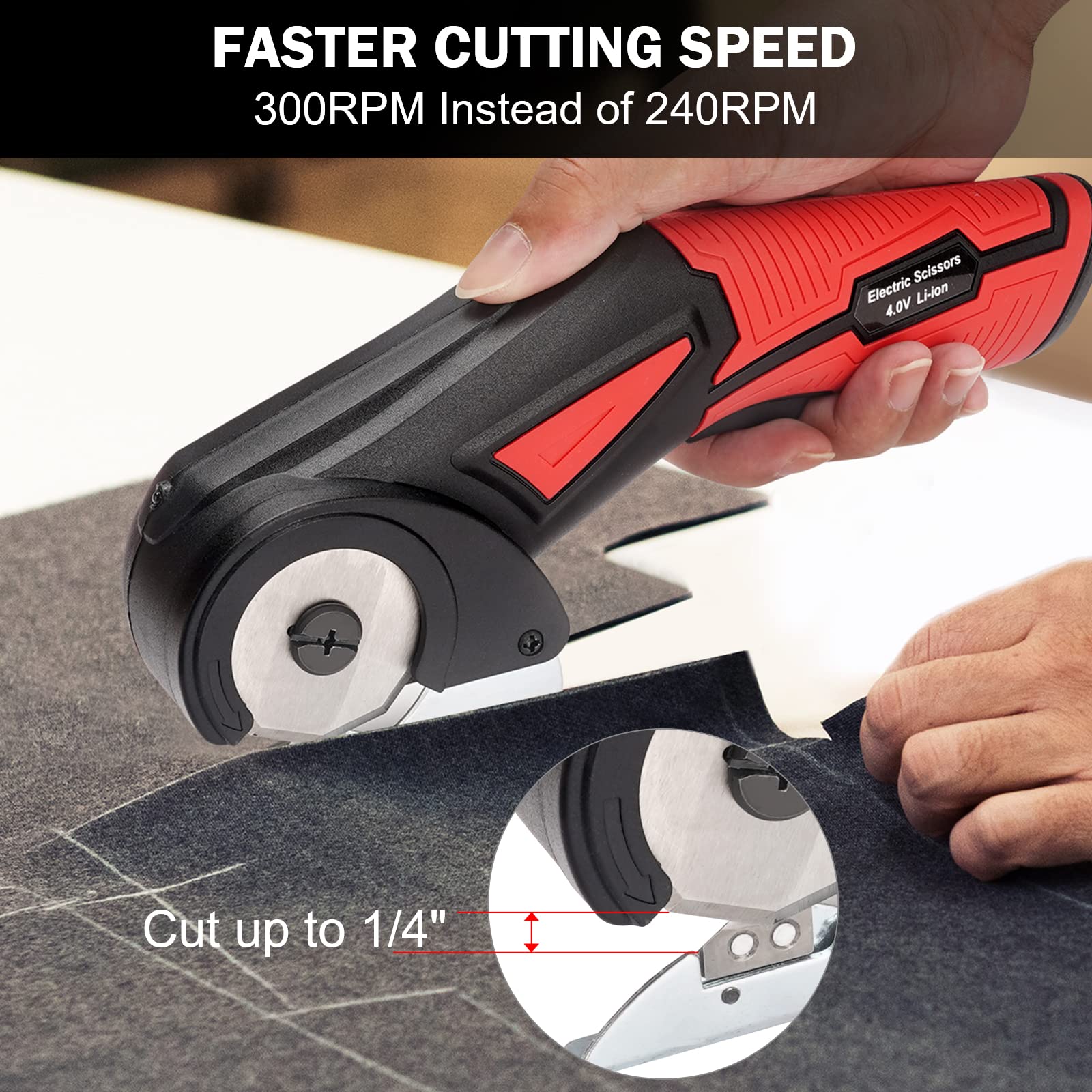 Cordless Electric Scissors Cutter Tool - Rotary Multi-Cutting Power Tools Rechargeable with Safety Lock Sharp Blade for Box Fabric Cardboard Carpet Cloth, Gifts for Men Women Crafter Tailor Household