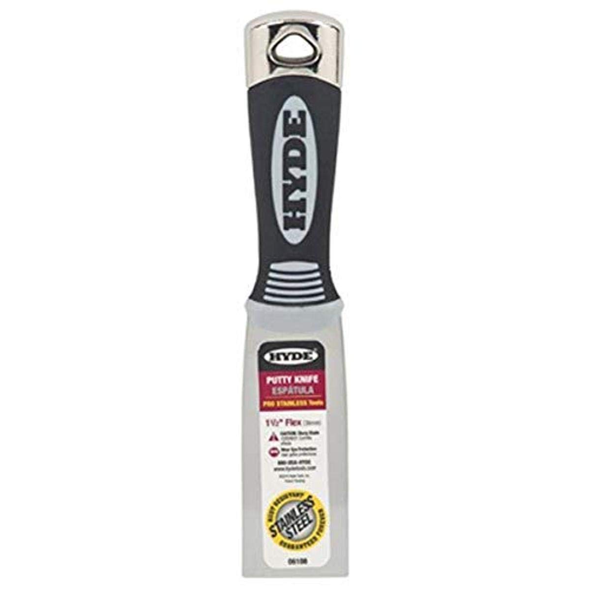 HYDE Flex KNIFE1.5 SS 06108 Pro 1-1/2-Inch Flexible Putty Knife, Stainless Tool, 1-1/2"