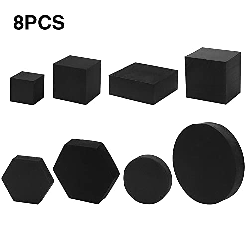 Kakalote Product Photography Props, 8pcs Hard Foam Geometric Cube Props, Solid Blocks Shooting Props for Jewelry Cosmetics and Accessories Modeling and Decoration(Black)