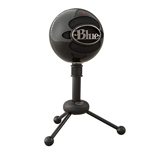 Blue Snowball USB Microphone for PC, Mac, Gaming, Recording, Streaming, Podcasting, Condenser Mic with Cardioid and Omnidirectional Pickup Patterns, Stylish Retro Design – Black