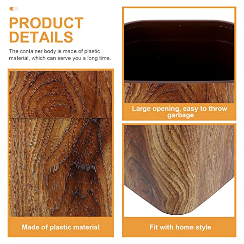 Operitacx Wood Grain Trash Can Waste Basket Vintage Retro Plastic Waste Bins Garbage Container Farmhouse Garbage Can for Home Kitchen Office
