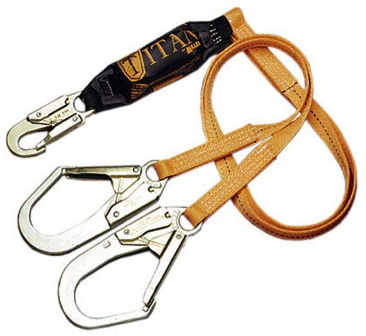 Miller Titan by Honeywell T6122/4FTAF 4-Feet Double-Legged Shock-Absorbing Lanyard with 2-1/4-Inch Locking Rebar Snap Hook On Each Leg
