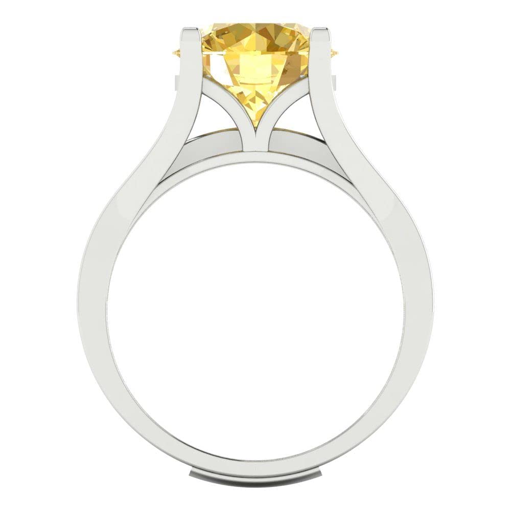Clara Pucci 2.89ct Round Cut Solitaire Natural Citrine Engagement Promise Anniversary Bridal Ring Band set Sliding 14k White Gold 9