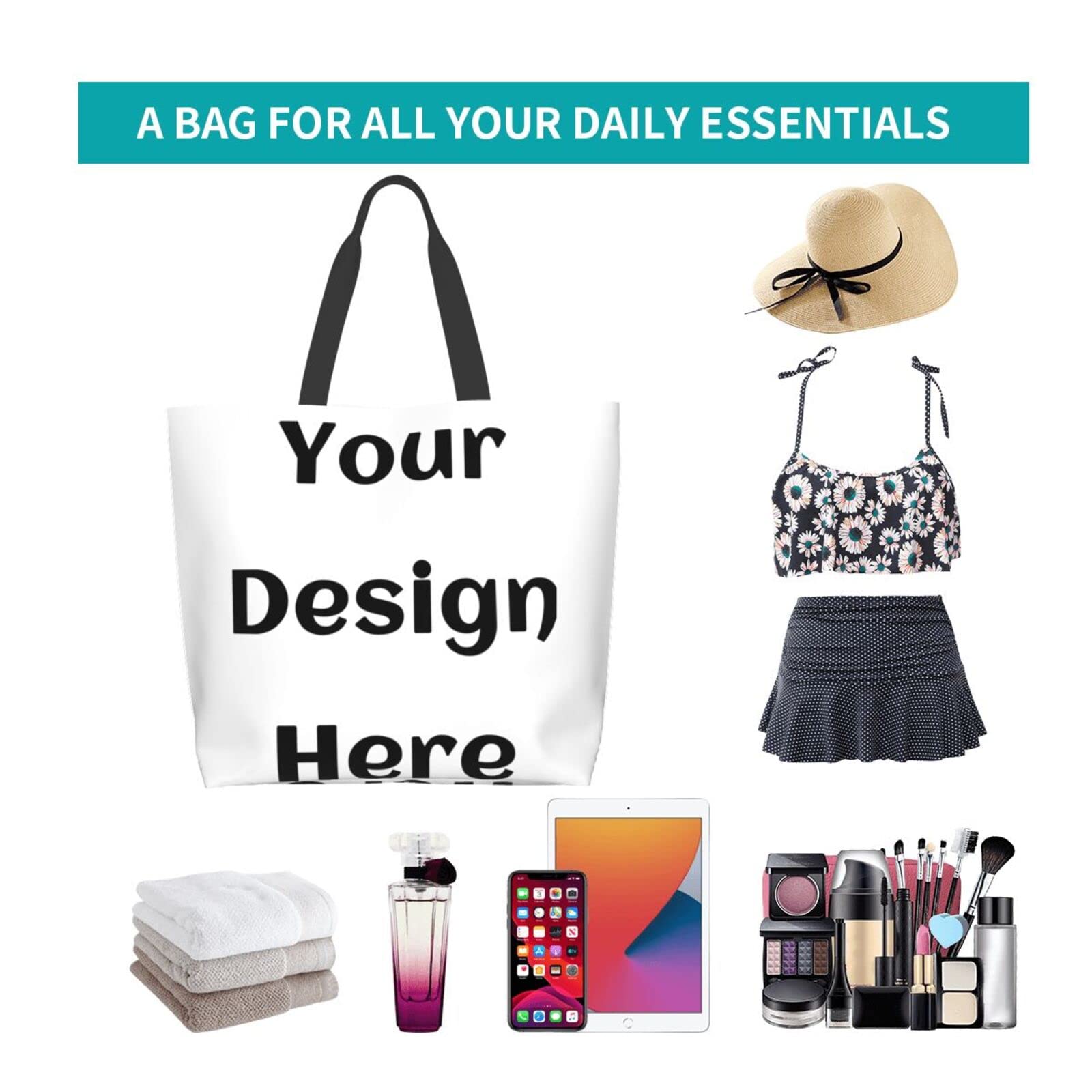 Custom tote bag Add Your Design Here Custom Tote Bag durable Great Gift Add Your Name Your Text Custom Tote Bag Custom Handbag, One Size