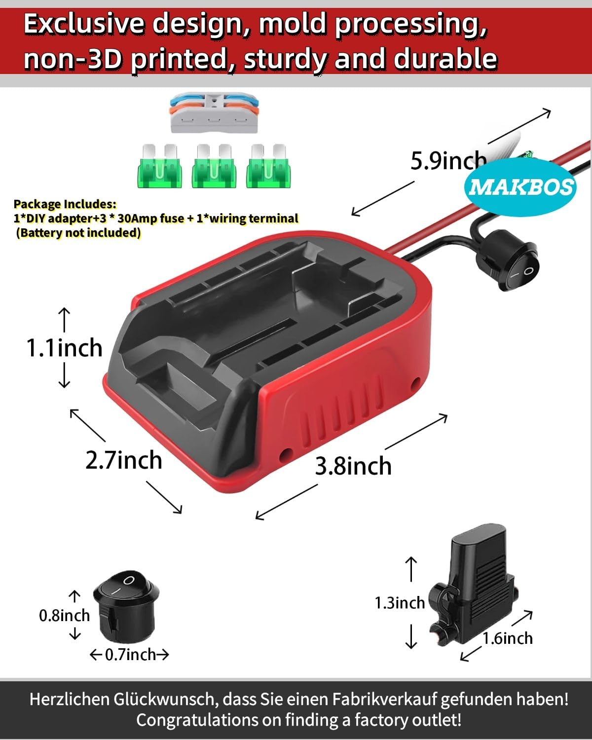 for Bauer 20V Battery Adapter,for Power Wheels Adaptor,DIY Converter for Bauer 20V Battery Power Station,Battery Conversion Kit with Switch,for DIY Rc Car Toys Batteries,for Robotics and Rc Truck