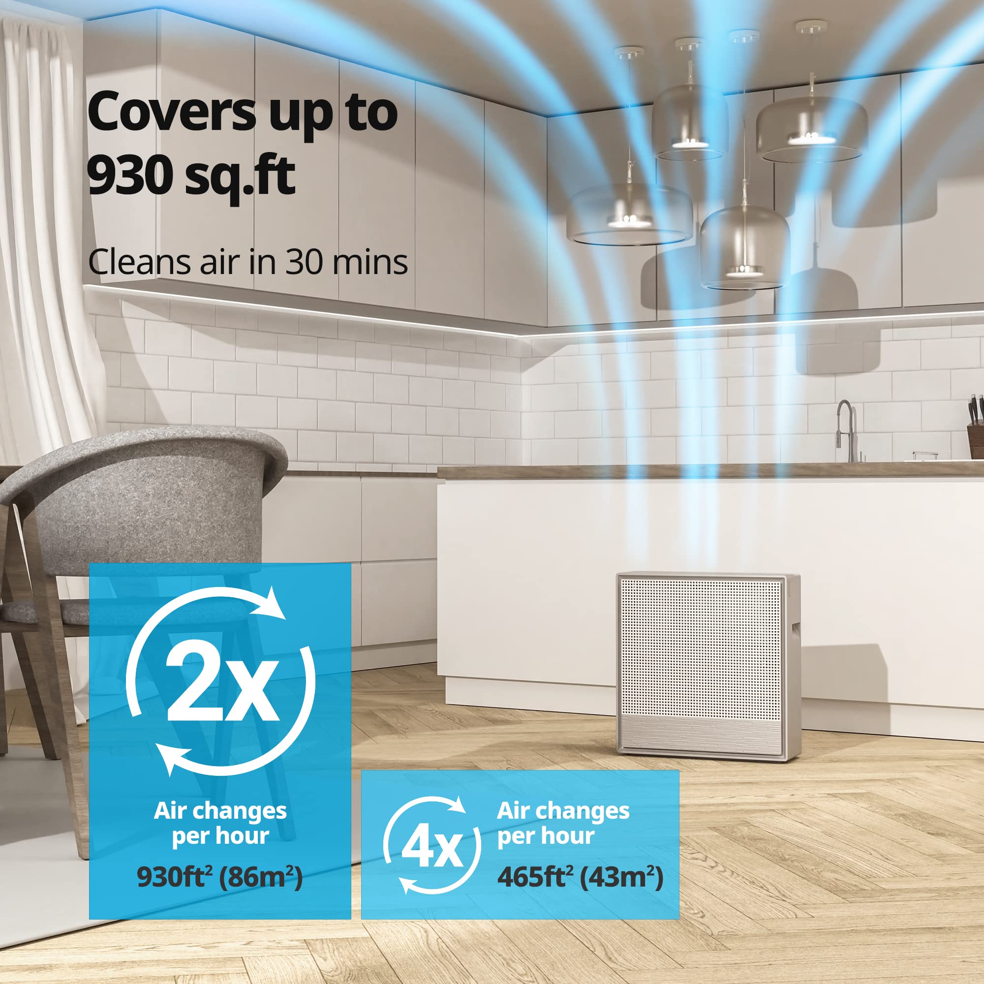 Coway Airmega 250S App-Enabled Smart Technology, Compatible With Amazon Alexa True HEPA Air Purifier, Covers 930 Sq.ft