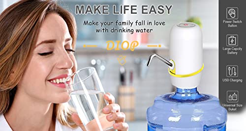DIOP 5 Gallon Water Pump Dispenser | Electronic Automatic Drinking Water Pump | USB Charging Silicone Portable Water Bottle Pump for Kitchen | Automatic Water Dispenser | Office | Gym | Picnic