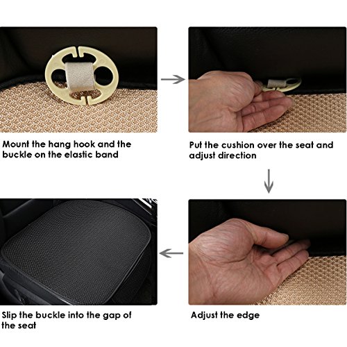 DEALPEAK Breathable Ice Silk Car Seat Cushions Four Seasons General Car Interior Anti-Skid Seat Covers Office Chair Mat (1PC Black)