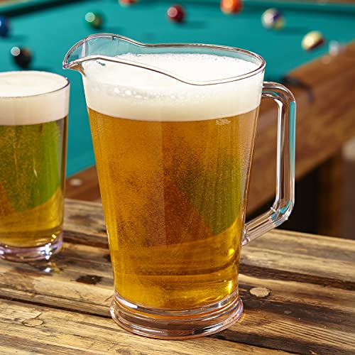 US Acrylic Bistro Clear Pitcher 64 oz Unbreakable Tritan | Set of 2 Beer Pitchers | Reusable, BPA-free, Made in the USA