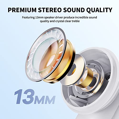 JOYWISE Bluetooth Headphones V5.3 Wireless Earbuds 42Hrs Battery Life IPX6 Waterproof Earphones with Microphone Stereo Headset for Workout Cell Phone Gaming Computer Laptop Sport