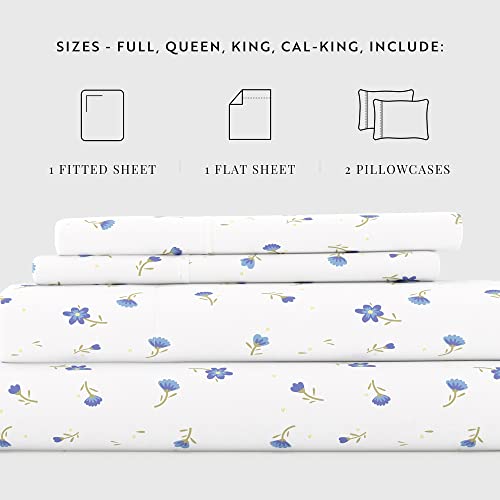 Linen Market 4 Piece Full Size Sheet Sets (Light Blue Floral) - Sleep Better Than Ever with These Ultra-Soft & Cooling Bed Sheets for Your Full Size Bed - Deep Pocket Fits 16" Mattress