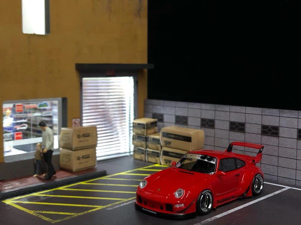 Diorama 1/64 Car Garage Model City Backdrop Car Parking Lot LED Lighting Scenery Model Toy
