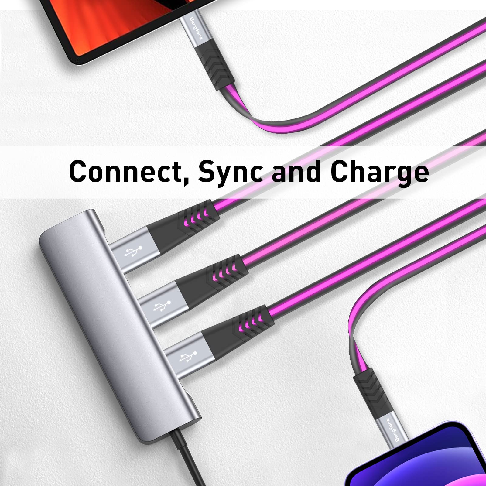 for iPhone Charger, 6FT Flat LED Lightning Cable [Apple MFi Certified ] USB Charging/Sync Lightning Cord Compatible with iPhone 14 13 12 11 Pro Pro Max Xs MAX XR X 8 7 6S, iPad and More (Purple)