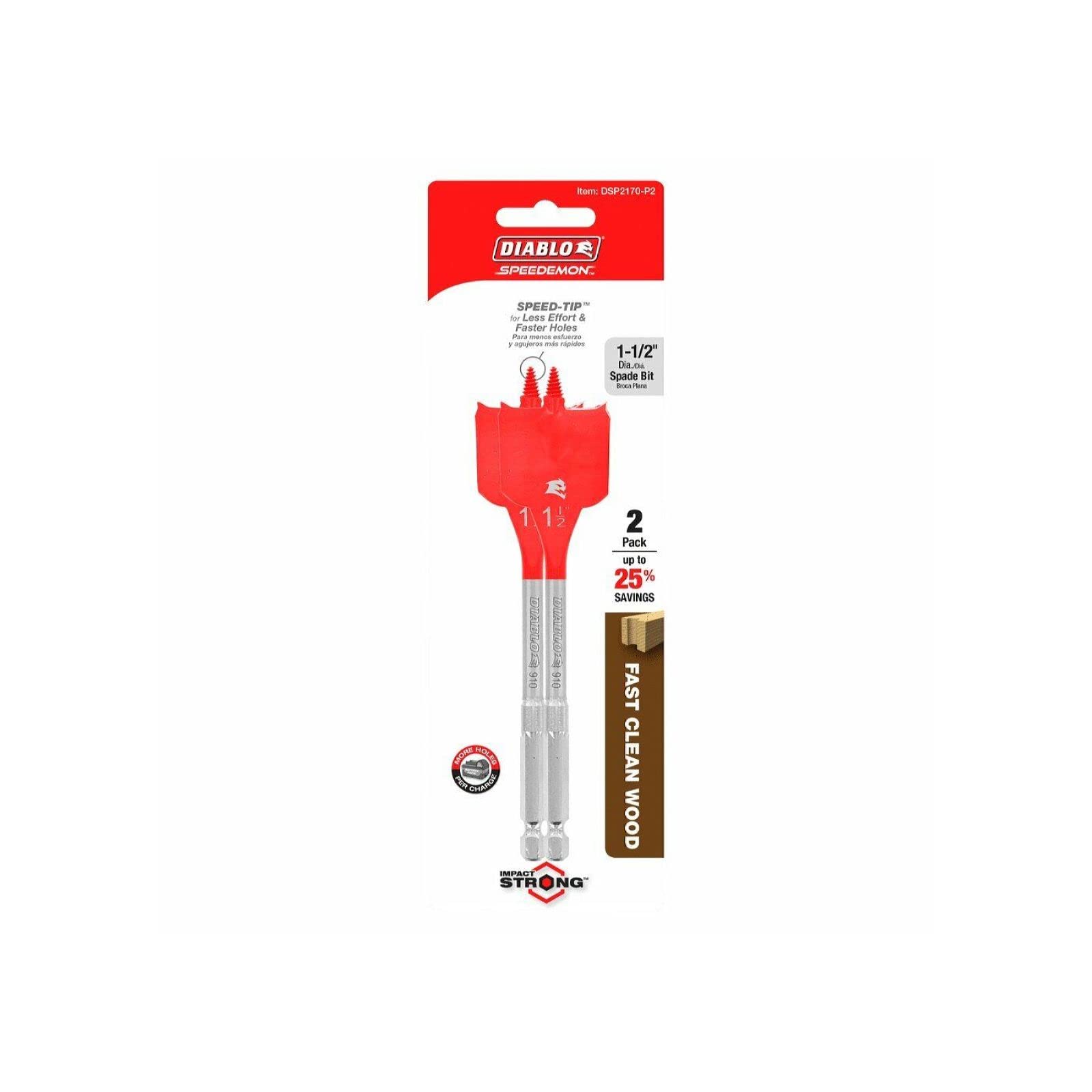Diabloo DSP2170-P2 1-1/2 in. x 6 in. SPEEDemon Spade Bit