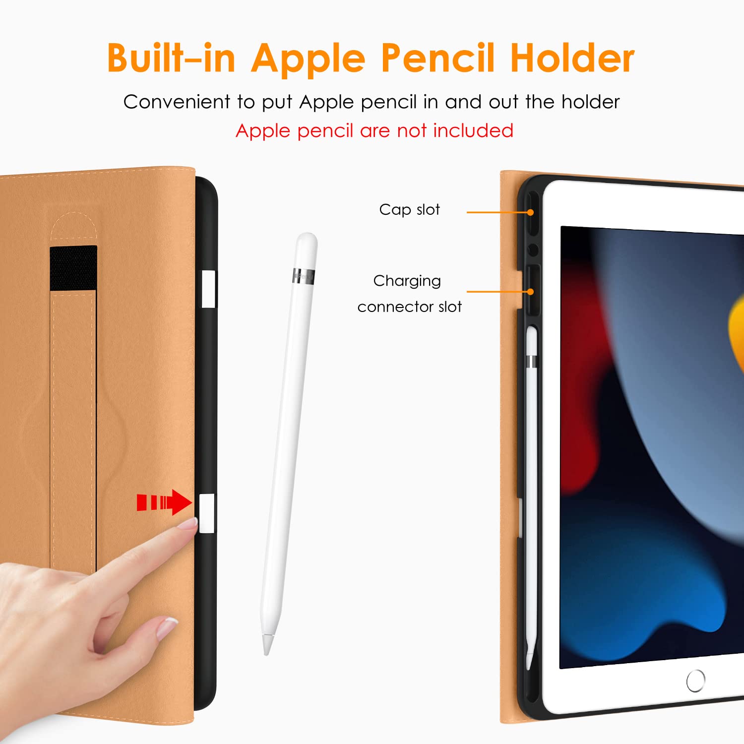 DTTO iPad 9th/8th/7th Generation 10.2 Inch Case 2021/2020/2019, Premium Leather Business Folio Stand Cover with Tempered-Glass Screen Protector & Alignment Frame, Dark Brown