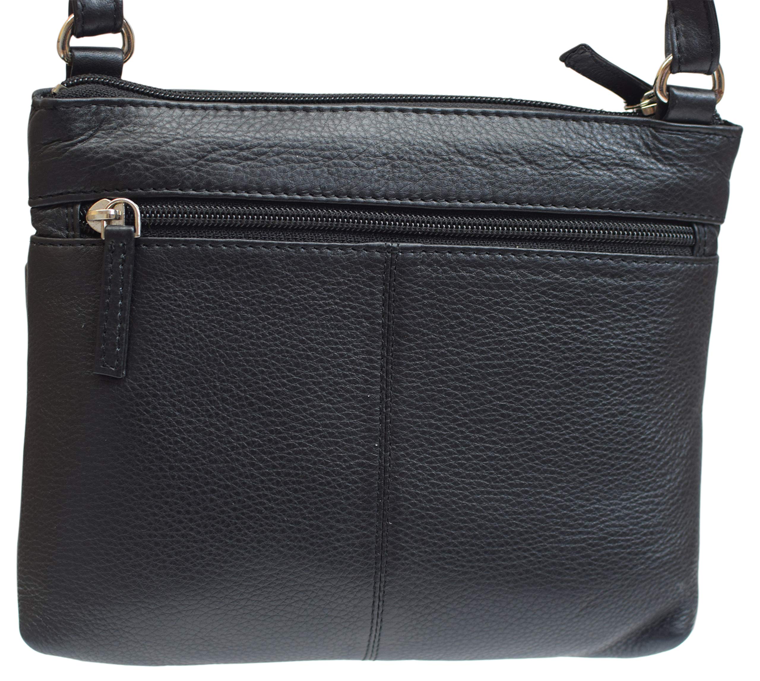 Swiss Marshall Womens Premium Leather Luxury Crossbody Shoulder Handbag Purse for Ladies (Black)