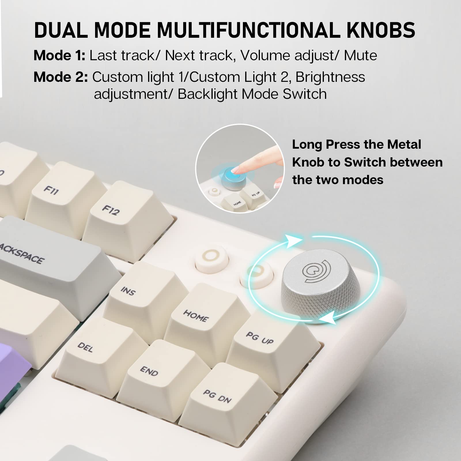 EPOMAKER CIDOO ABM084 TKL Hot Swap RGB 2.4Ghz/Bluetooth 5.0/Wired Mechanical Knob Keyboard NKRO with Poron Foam, 3000mAh Battery, Dye Subbed PBT Keycaps for E-Sport Win/Mac/Linux(Gateron G-pro Yellow)