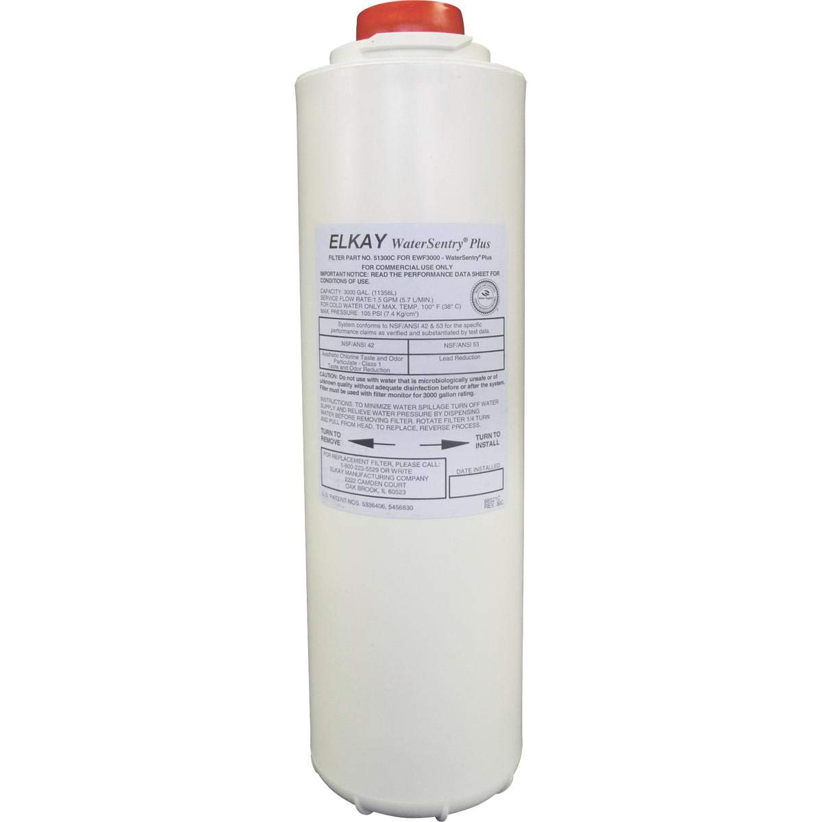 Elkay LZWSRK Bottle Filling Station, Stainless Steel & 51300C WaterSentry Plus Replacement Filter (Bottle Fillers), White