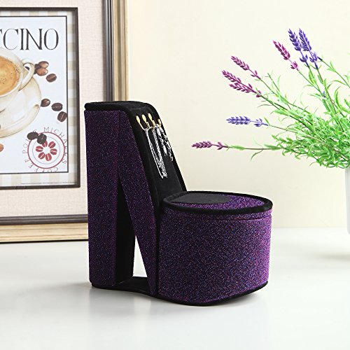 ORE International HBB1822 Iridescent High Heel Shoe Display with Hooks Jewelry Box, Purple Velvet