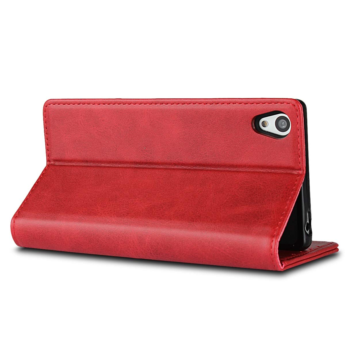 Cellphone Flip Case Leather Wallet Case for Sony Xperia Z5, Premium Vegan Leather Case [Shockproof TPU Inner Shell] Slim Shockproof Protective Phone Case Compatible with Sony Xperia Z5 Protective Case