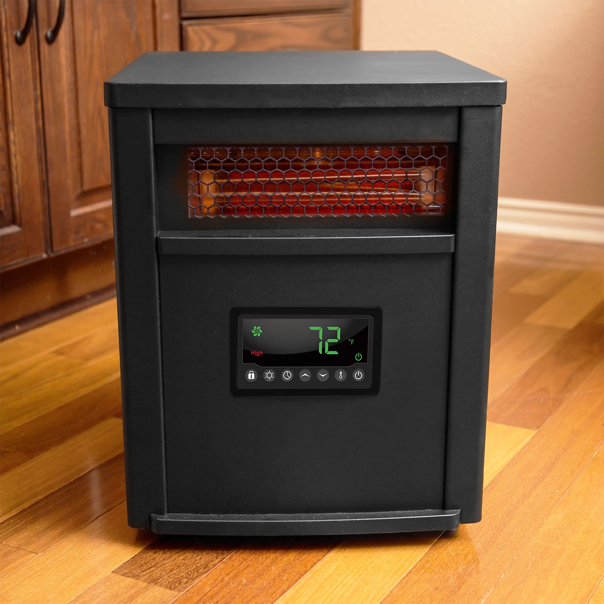 LifeSmart Infrared Quartz Space Heater, 8 Element 1500W Portable Heater with Remote, Black