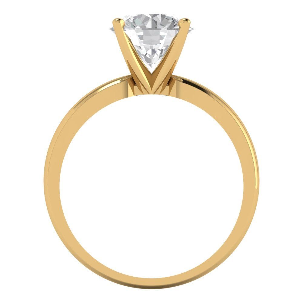 Clara Pucci Yellow 14k Solid Gold Solitaire anniversary Engagement Promise Bridal Ring - 2 Ct Round Cut Clear Simulated Diamond Sz 6