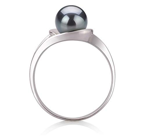 Clare Black 6-7mm AAA Quality Freshwater 925 Sterling Silver Cultured Pearl Ring For Women - Size-8