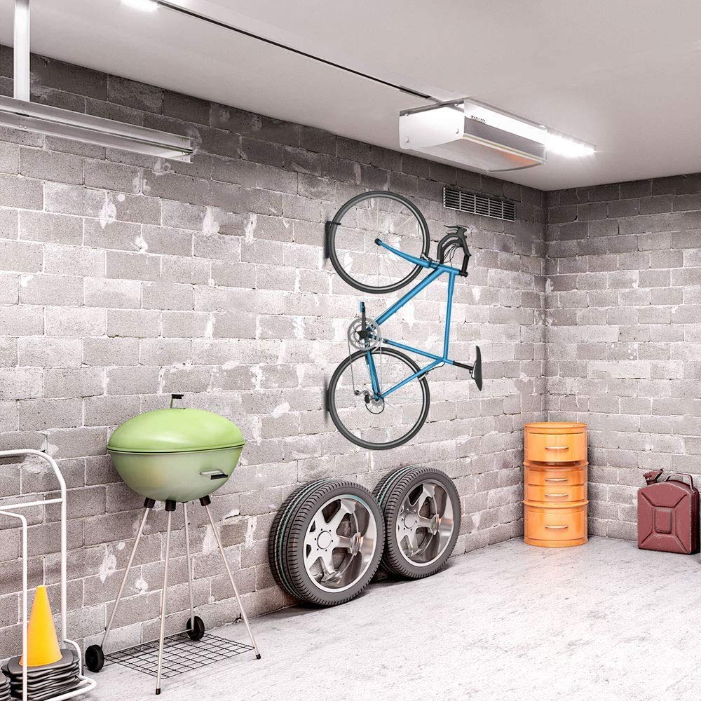 DIRZA Bike Wall Mount Rack with Tire Tray - Vertical Bike Storage Rack for Indoor,Garage,Shed - Easy to install - Great for Hanging Road,Mountain or Hybrid Bikes - Screws Included - 1 Pack
