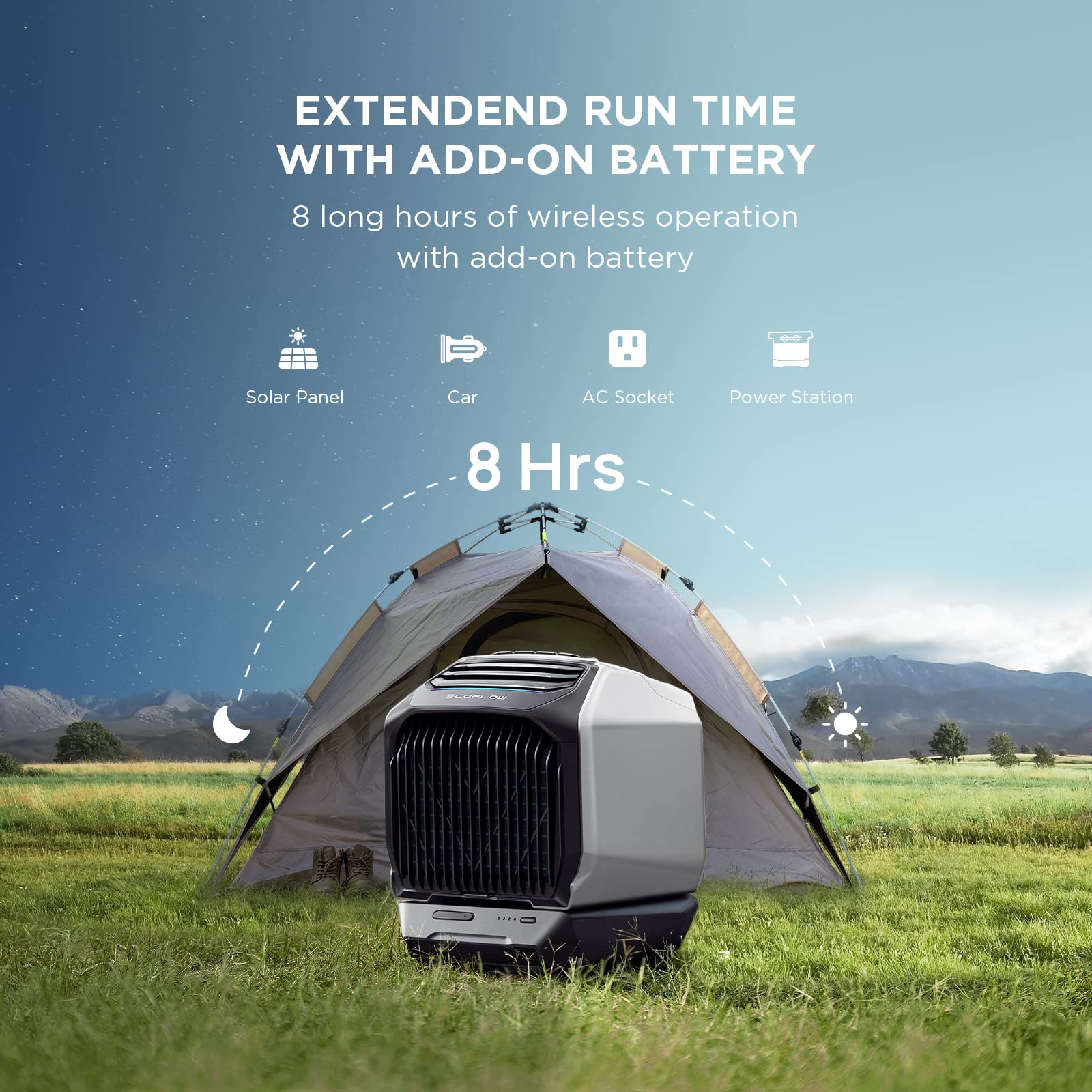 EF ECOFLOW WAVE 2 Portable Air Conditioner with Add-on Battery, Air Conditioning Unit with Heat, Portable AC for Outdoor Tent Camping/RVs or Home Use