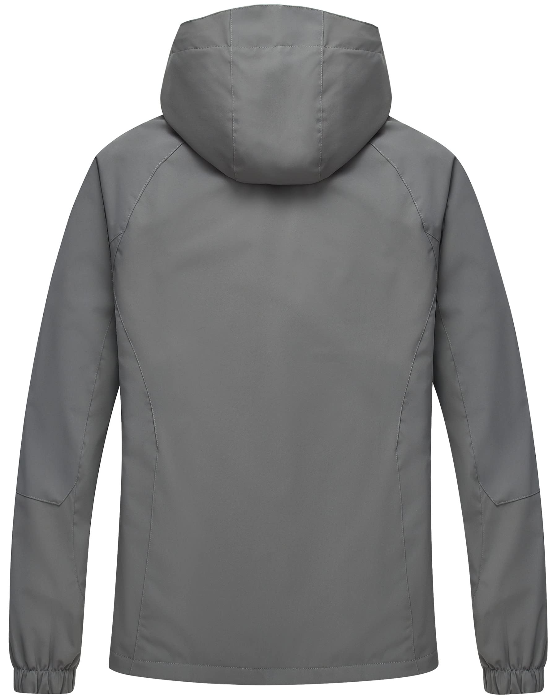 Diamond Candy Women's Waterproof Rain Jacket with Hood Lightweight Outdoors Raincoat Grey