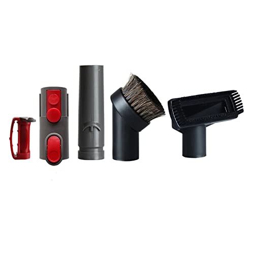 BUYSK 2 Set 1.25" Vacuum Brush Attachment and Hose Converter Adapter Compatible with Dyson V15 V11 V10 V8 V7 V6 Vacuum Cleaner,with Trigger Lock