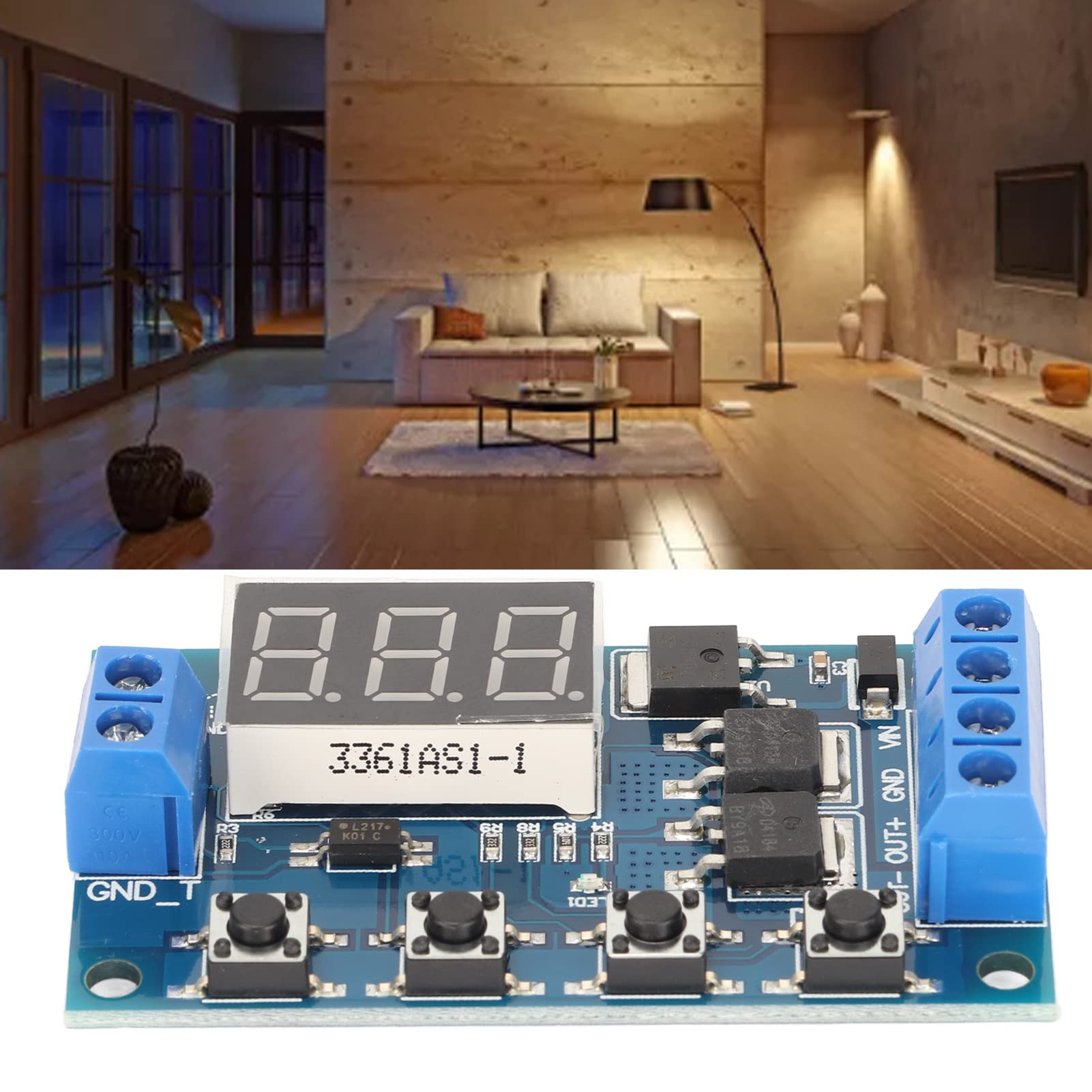 Dual MOS Tube Control Module, Dual MOS Tube Control Board One Key Stop Function High Power Simple Interface 5-30V for Smart Home for LED Light