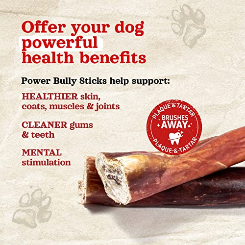 Natural Farm Power Bully Sticks Dog Chews (6β, 5-Pack), 2-in-1 Power Chews: Premium Beef Cheek Wrapped in Beef Pizzle, Long-Lasting, Great Dog Dental Treats Fro Small, Medium & Large Dogs
