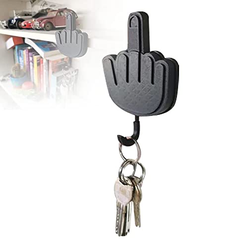Middle Finger Key Hanger Funny Gift Idea Middle Finger Self Adhesive Key Hook Wall Personalized Key Holder for Doorway Wall Entryway Hallway Funny Office Gift (2PCS)1