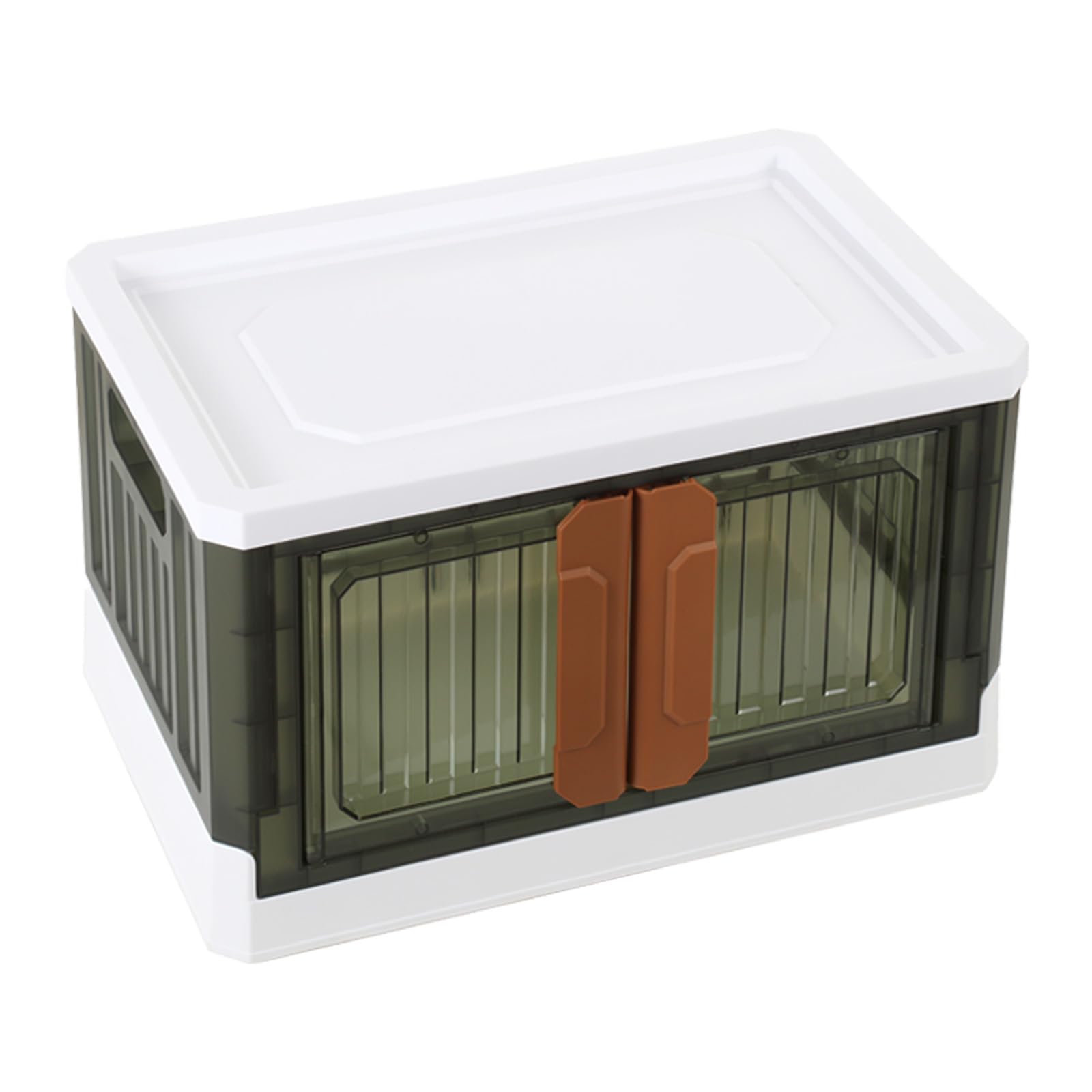 Fangtueh Storage Bins with Lids - LED Clear Plastic Stackable Storage Organizer with Drawer, Collapsible Storage Bins with Wheels, Foldable Closet Storage Containers for Home Office Dorm Room