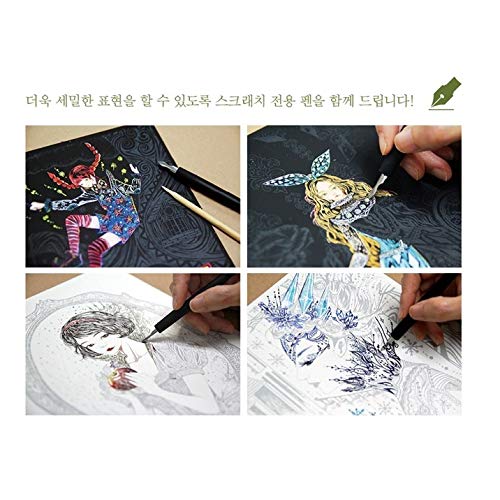 Wisdom garden Stylejosun My Fairy Tale in Scratch Book Classic Fairy Tale 12 with Beautiful Pictures Healing Art for Adults